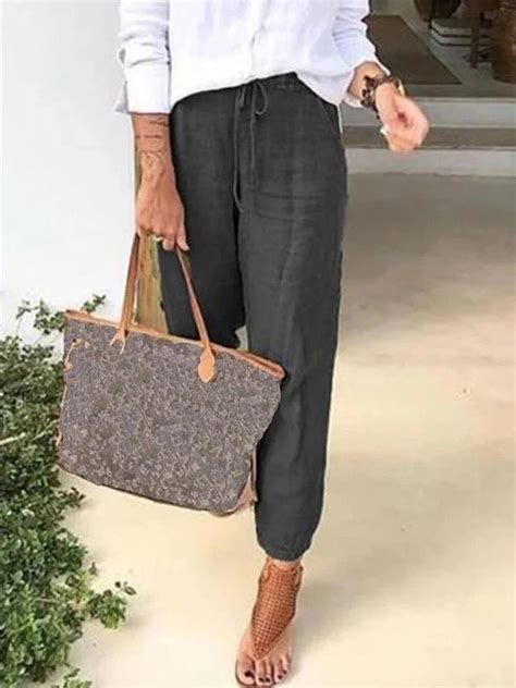 Womens Casual Solid Color Trousers Azzlee Blue Green Fashion