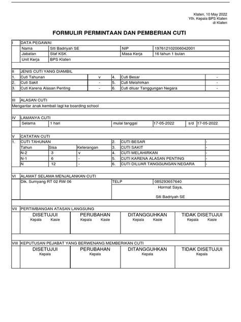 Form Cuti Pdf