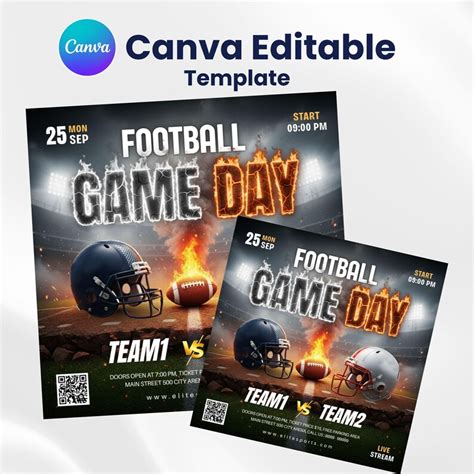 Game Day Football Flyer Template Match Day Flyer Sports Invitation