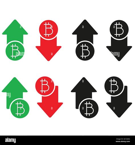 Bitcoin Value Increase And Decrease Icon In Color And Black Isolated Up And Down Arrow Symbol