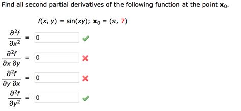 Solved Find All Second Partial Derivatives Of The Following