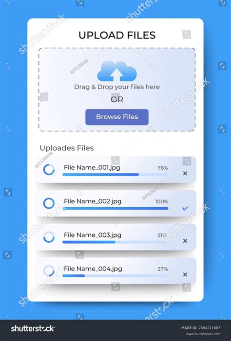 upload file drag drop dashboard ui stock vector royalty free