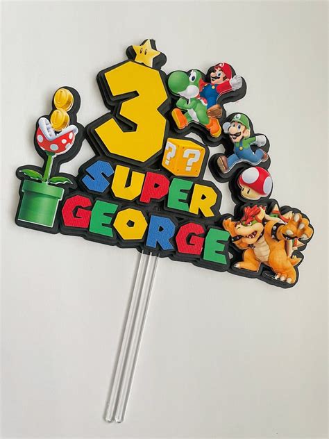 Super Mario Inspired Cake Topper Etsy Uk
