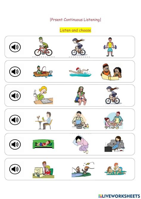 Present Continuous Listening 2 Worksheet English Less