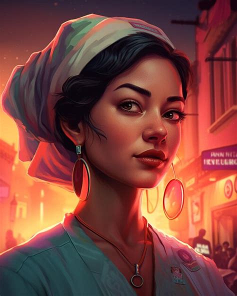 Premium Ai Image There Is A Woman With A Turban And Earrings On