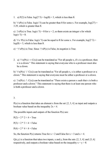 Comp 1000 Lab3 Lab 3 A P2 Is False Log23 Log8 3 Which Is Less Than 8 B ∀xpx