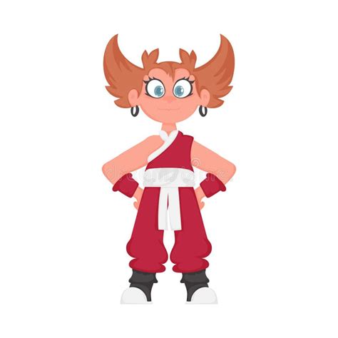Cartoon Funny And Fabulous Chinese Warrior Girl Cartoon Style Stock Vector Illustration Of