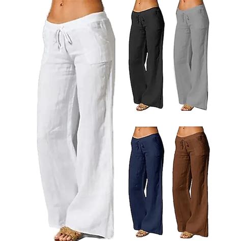Dames Yoga Broek Met Hoge Taille Wijde Pijpen Trekkoord Broek Bodems
