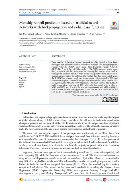 Pdf Monthly Rainfall Prediction Based On Artificial Neural Networks With Backpropagation And