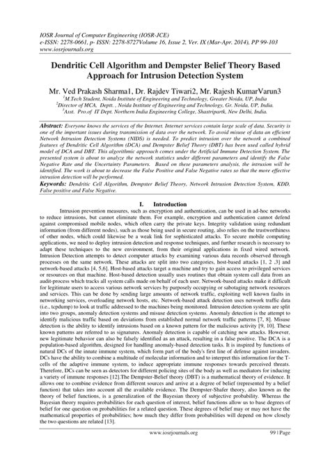 Pdf Dendritic Cell Algorithm And Dempster Belief Theory Based