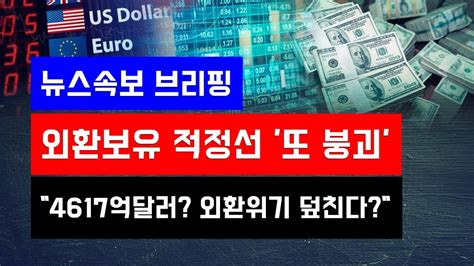 뉴스속보 외환보유액 적정비중 또 붕괴4617억달러 언제든 외환위기 덮친다 정완진tv Youtube