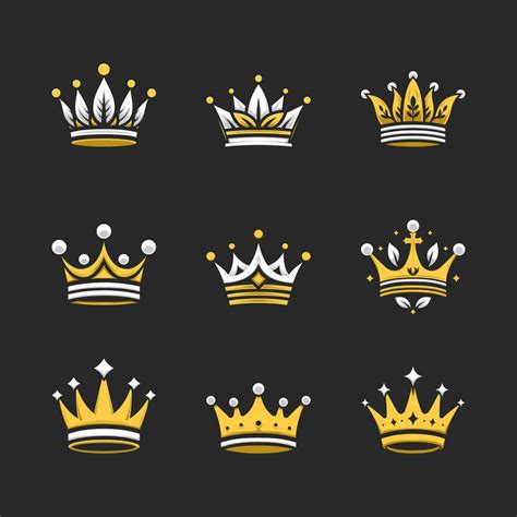 Luxurious Majestic Kings Crown Vector Set Illustration Professional
