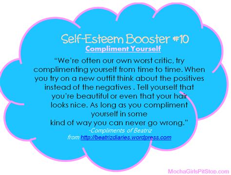 Self Esteem Booster Of The Week Compliment Yourself Mocha Girls Pit Stop