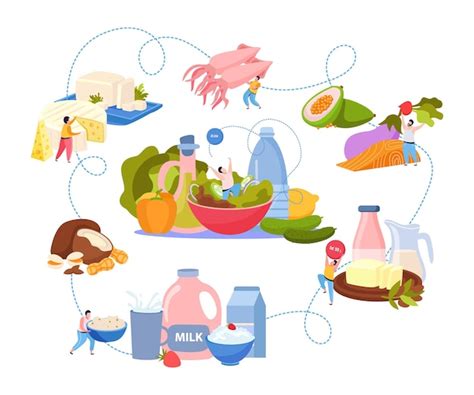 케톤 생성 다이어트 식품 순서도 무료 벡터