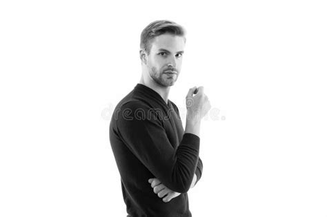 Facial Care Handsome Man Isolated On White Unshaven Man Hipster Guy