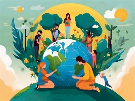 Premium Photo Vector Ecology Concept People Take Care About Planet