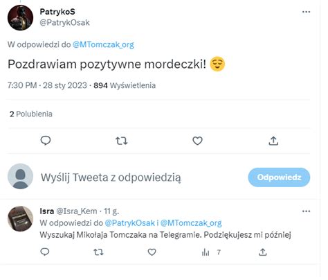 Mikolaj Tomczak on Twitter OSZUST Isra Kem Dostałem informację