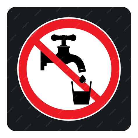 Premium Vector No Drinking Water Sign On Black Background Drawing By