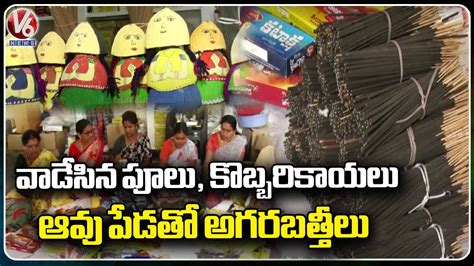 Women Making Incense Sticks Agarbatti With Waste Flowers And Coconut