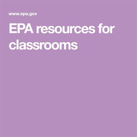 Epa Resources For Classrooms Teaching Resource Classroom Classroom
