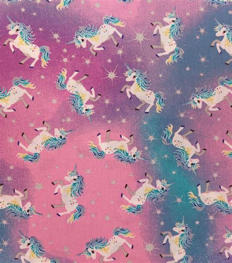 Novelty Glitter Cotton Fabric Unicorns And Stars Joann