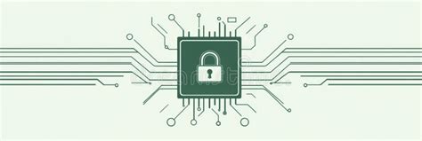 Digital Lock Icon At The Center Of A Circuit Board Representing Concepts Of Cyber Security