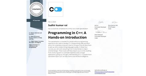 Sudhir Kumar Rai On Linkedin Completion Certificate For Programming In