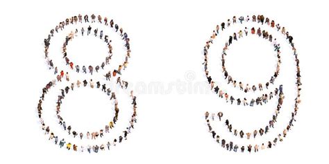Gran Comunidad De Personas Que Forman Los Tipos De Letra 8 Y 9 3d