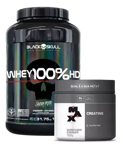 Combo Whey 100hd 3w 900g Blackskull E Creatina 150g Max