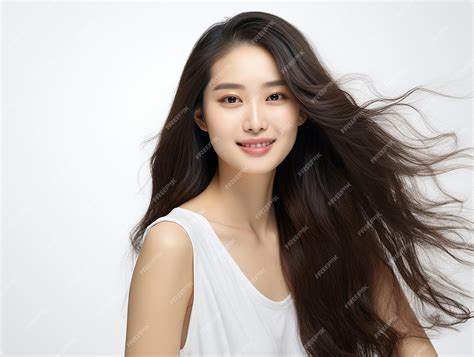 Premium Photo Asian Beautiful Girl Closeup In White Background
