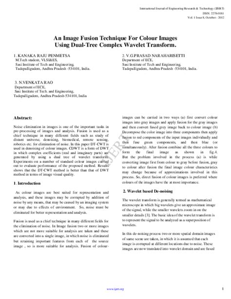 pdf an image fusion technique for colour images using dual tree