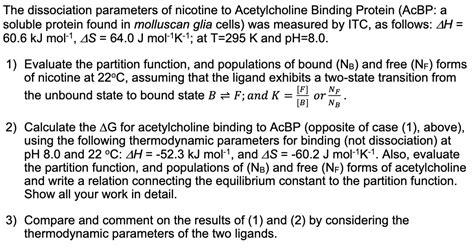 Solved The Dissociation Parameters Of Nicotine To