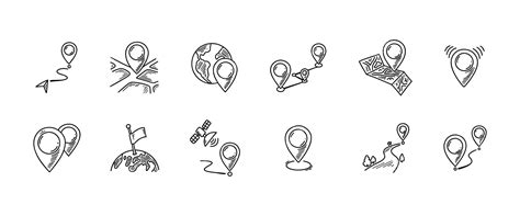 Emplacement Broche Icône Doodle Ensemble Croquis Dessinés à La Main