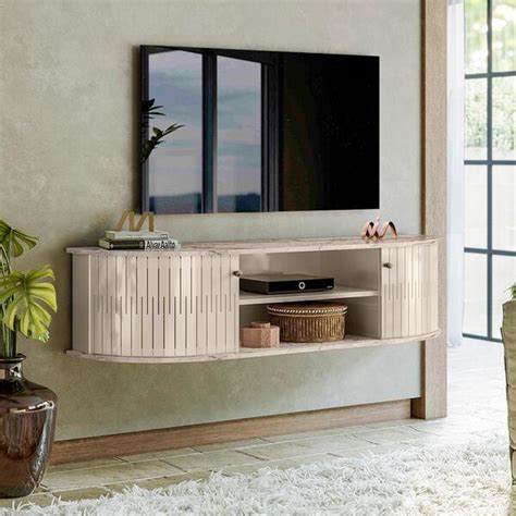 Rack Suspenso Ripado Tv Até 60 Polegadas Calacata Off White Modena Madetec Leroy Merlin