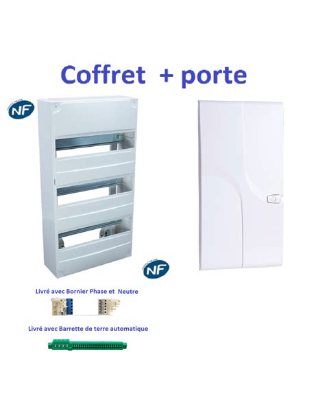 Tableau coffret électrique 13 Modules 3 Rangées avec Borniers et Porte