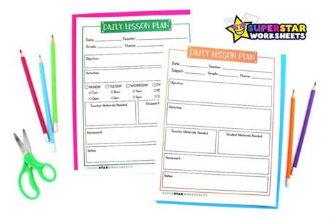 Lesson Plan Template Free Printables Superstar Worksheets