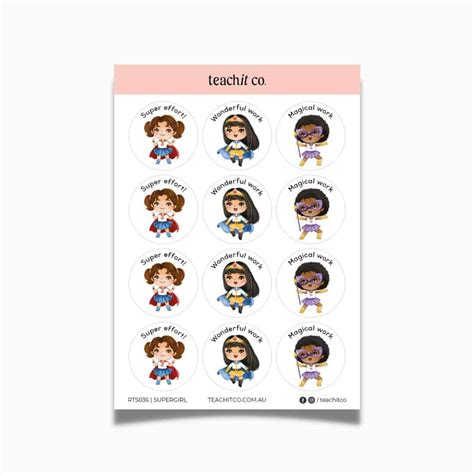 Teacher Sticker Sheet Supergirl Teachit Co
