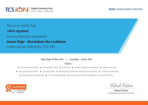Nikhil Agrawal On Linkedin Happy To Complete The Career Edge Course