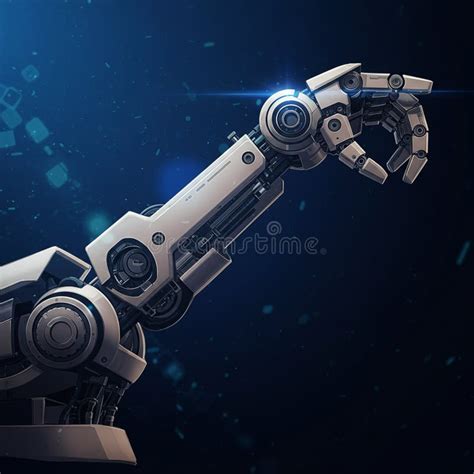 A Robotic Arm With Intricate Joints And Metallic Surfaces Extends In A