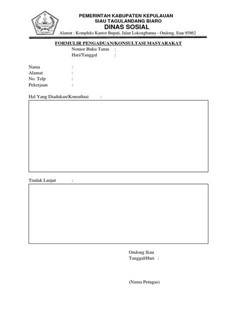 Formulir Pengaduan And Konsultasi Masyarakat Pdf