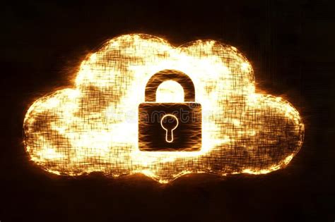 Secure Cloud Data Digital Fortress In Glowing Embers Stock Illustration Illustration Of