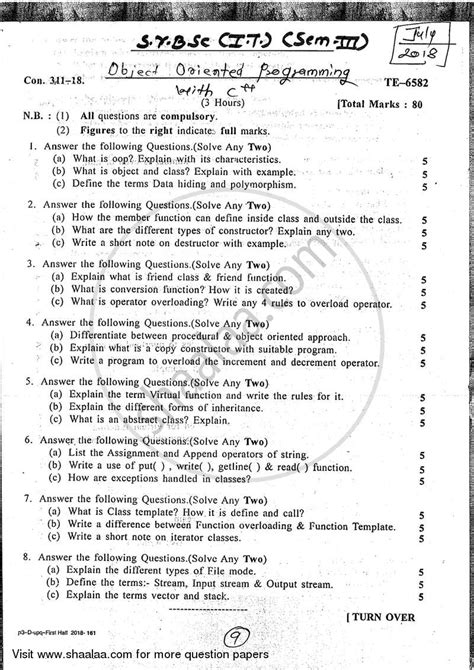 Object Oriented Programming With C 2017 2018 Bsc It Information