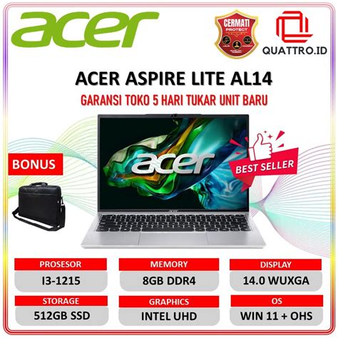 Jual Acer Aspire Lite Al Intel Core I Gb Gb W Ohs Inch Wuxga Shopee Indonesia