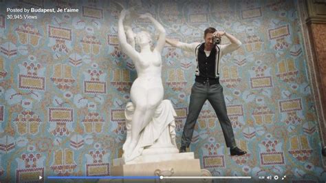 Ryan Gosling in Budapest Gellért Bath mindenmozaik Statue Greek