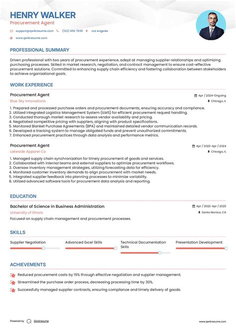 10 Procurement Agent Resume Samples And Templates For 2025