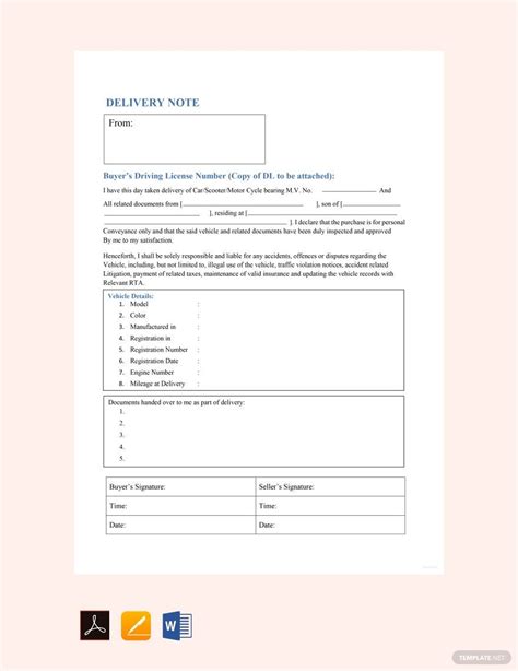 Delivery Note Templates In Pdf Free Download