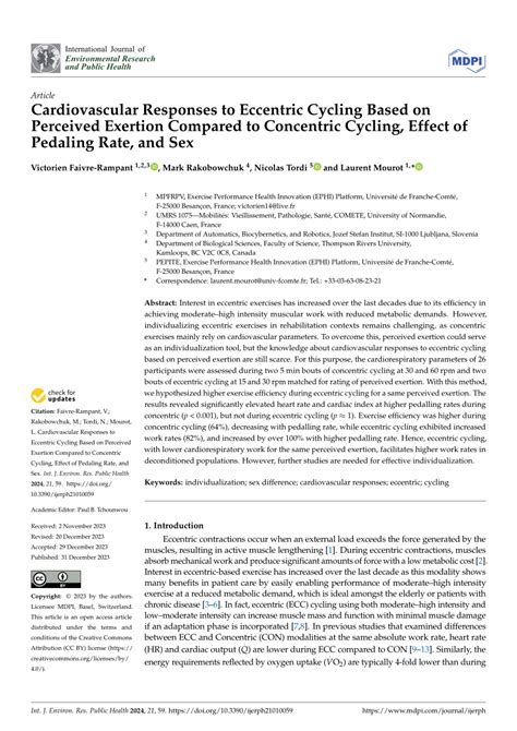 Pdf Cardiovascular Responses To Eccentric Cycling Based On Perceived Exertion Compared To