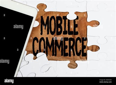 Handwriting Text Mobile Commerce Word For Using Mobile Phone To Conduct Commercial Transactions