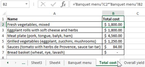 function sheets and formulas for working with other sheets in excel