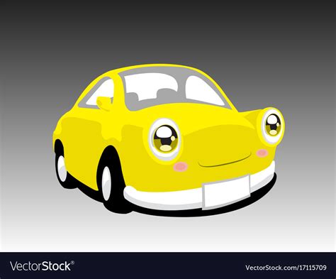 Funny Yellow Car Royalty Free Vector Image Vectorstock